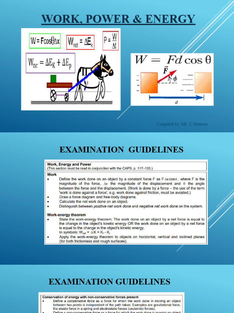 Work, Power, and Energy Explained | PDF | Force | Friction