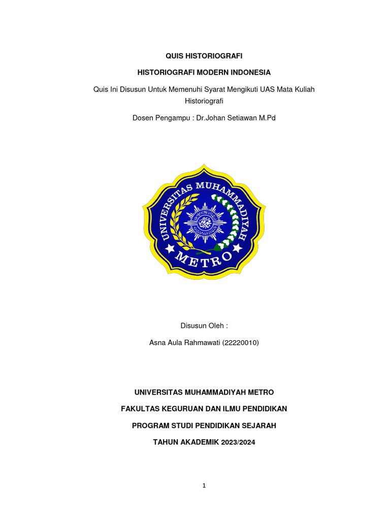 Historiografi Modern Indonesia dan Asna | PDF