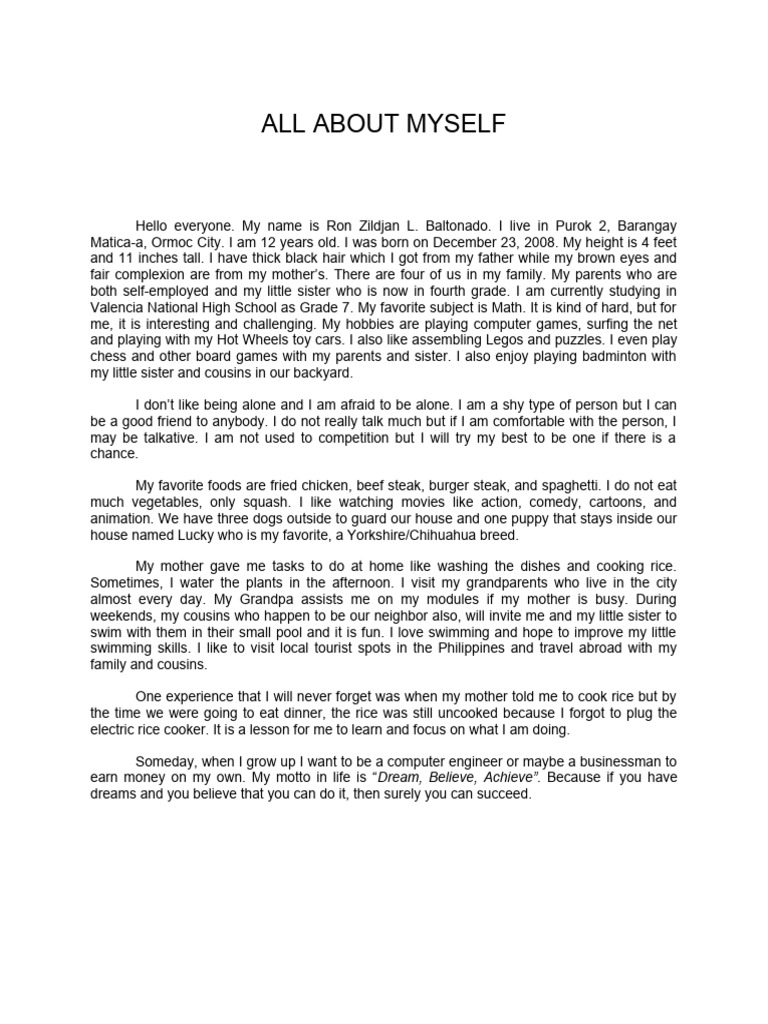 All About Myself | PDF