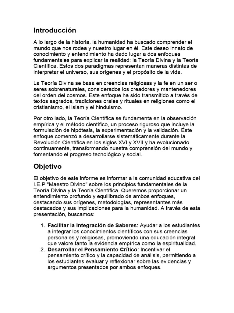 Teoría Divina y Científica: Comparativa | PDF | Dios | Teoría
