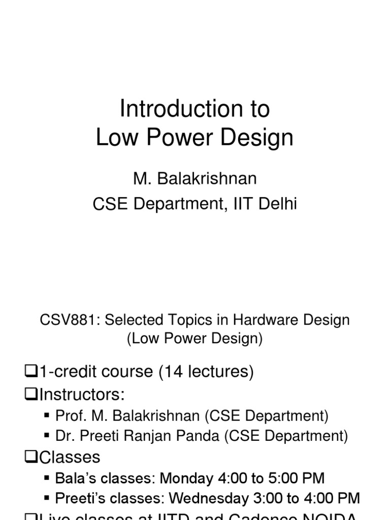 Lec1 Intro Low Power Design | PDF | Electronic Circuits | Electrical ...