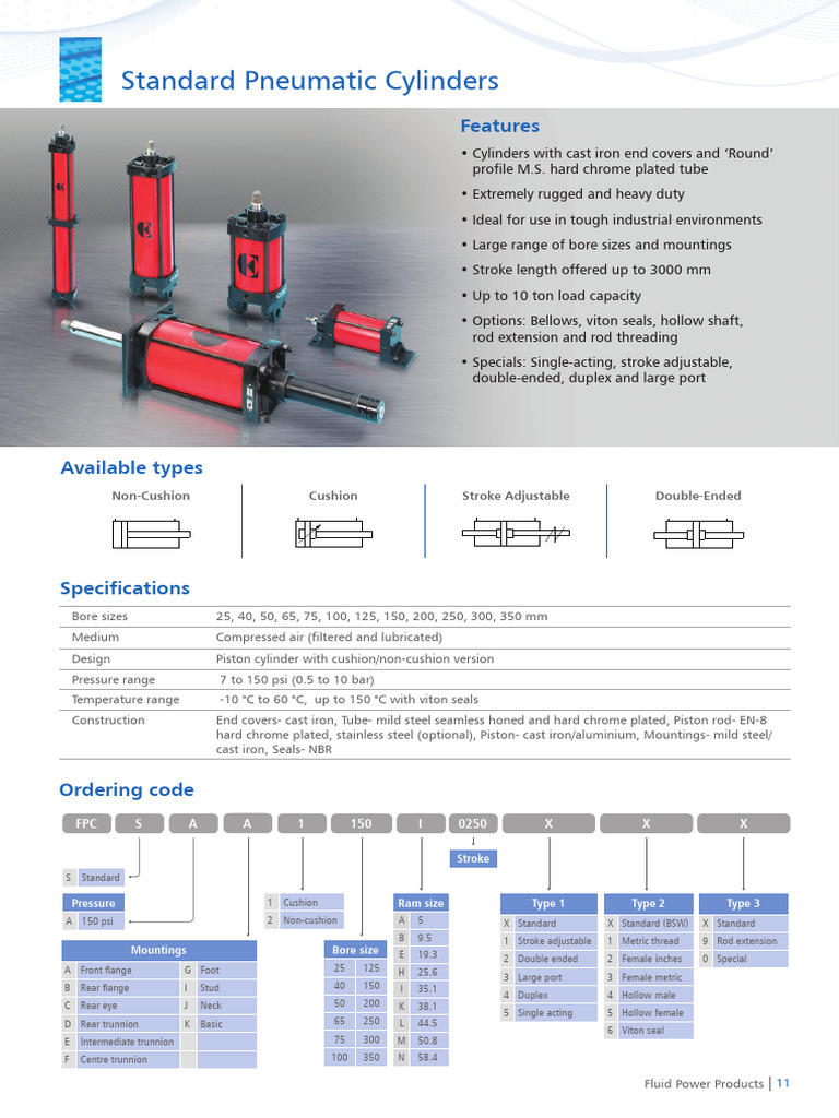 Standard Pneumatic Cylinder | PDF | Piston | Pipe (Fluid Conveyance)