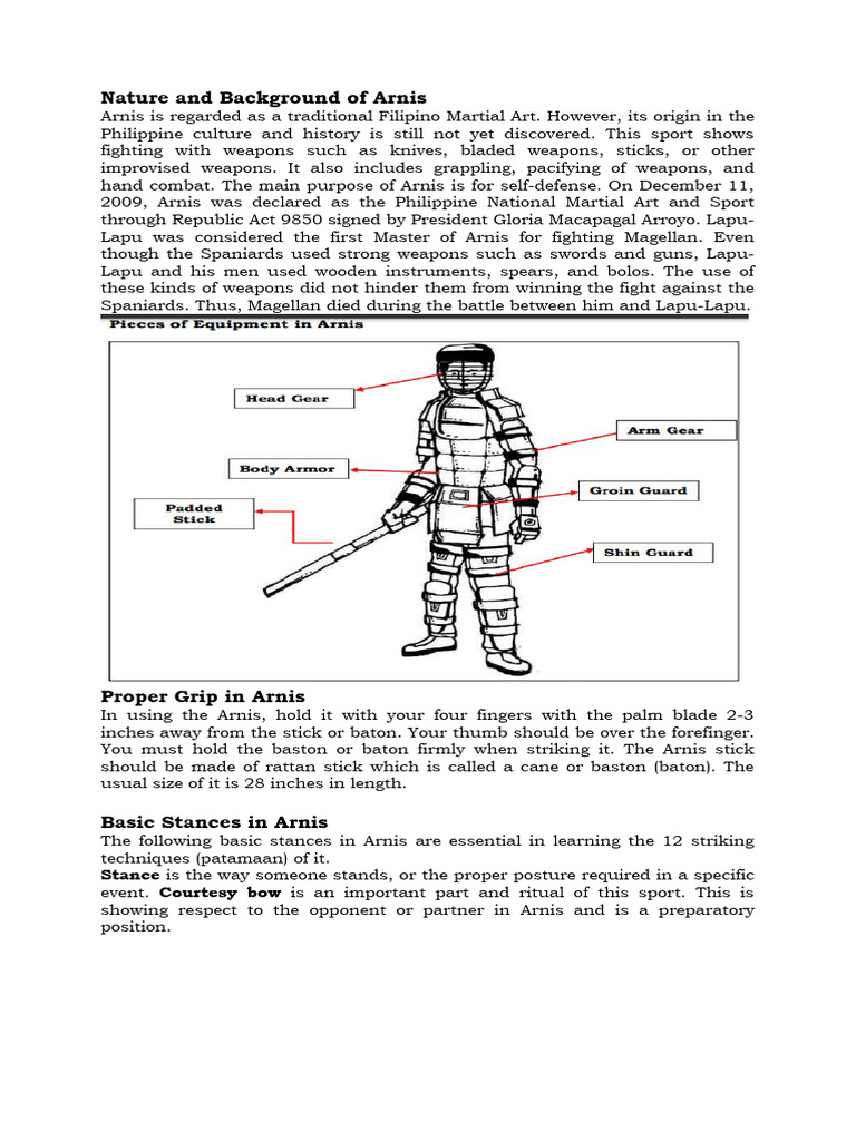 Nature and Background of Arnis | PDF | Melee Weapons