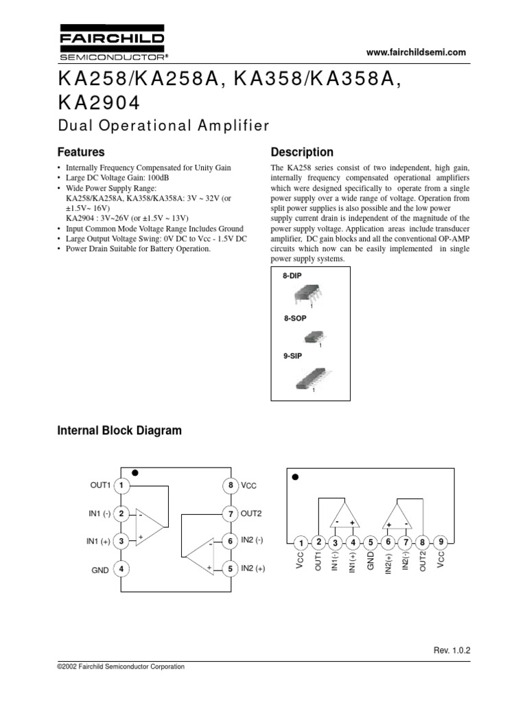 KA358 | PDF | Operational Amplifier | Power Supply