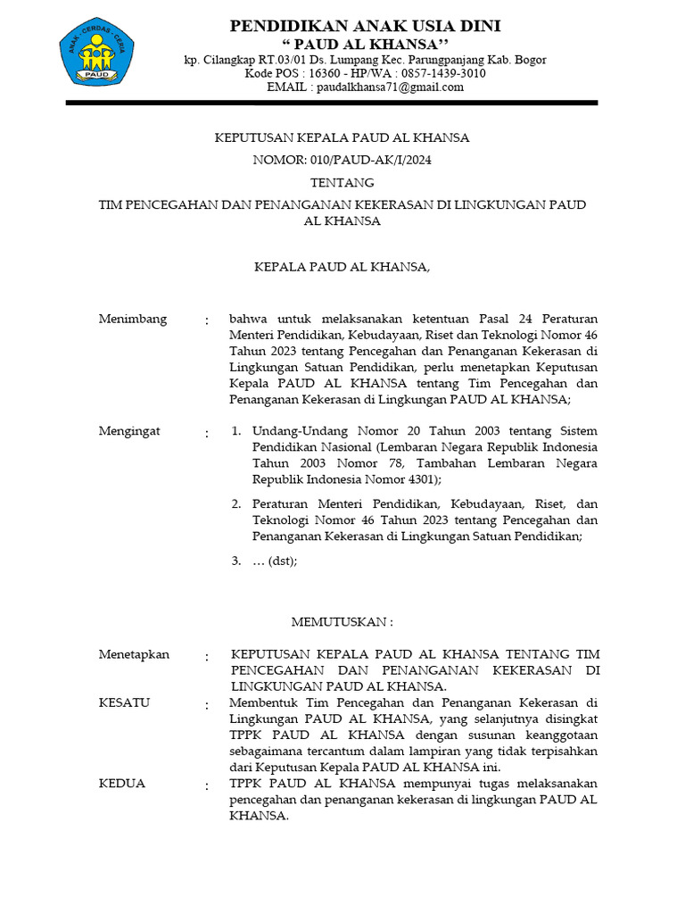 SK TPPK Al Khansa | PDF