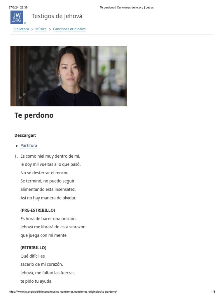 Letra de la canción "Te perdono" | PDF