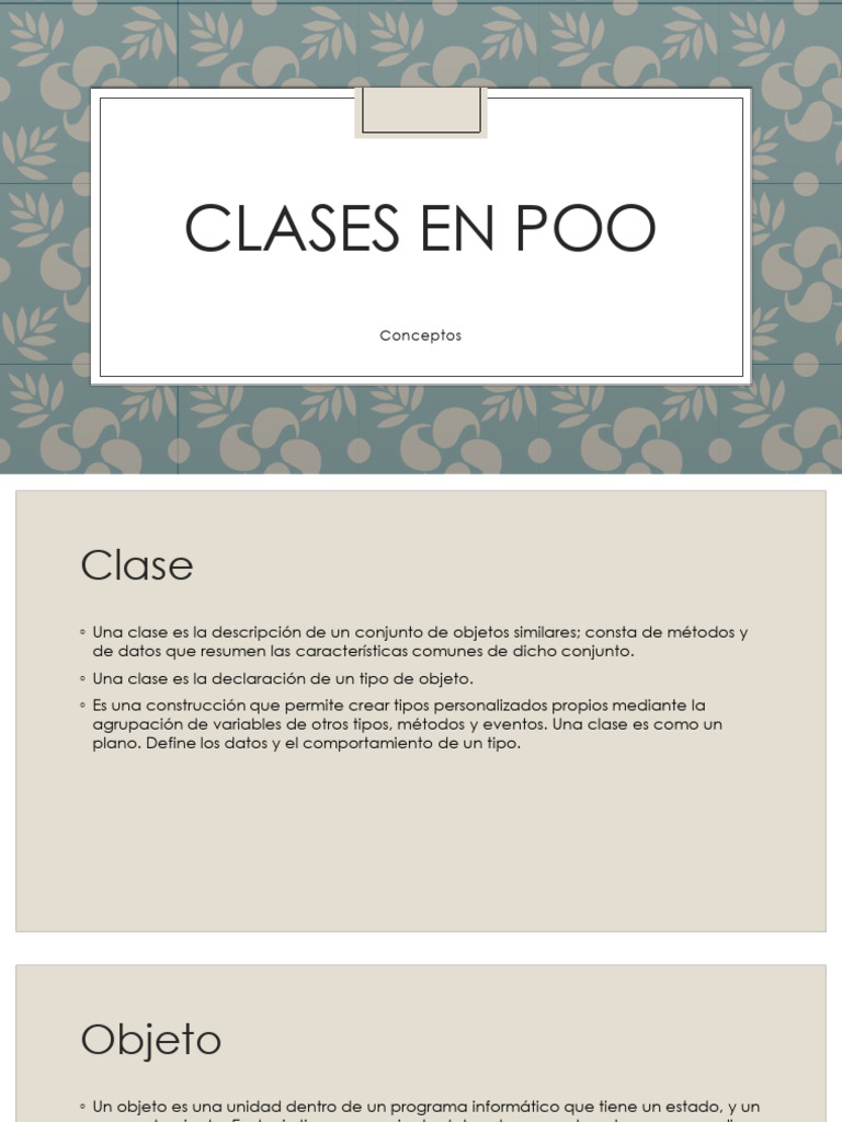Clases en POO | PDF | Objeto (informática) | Clase (Programación ...