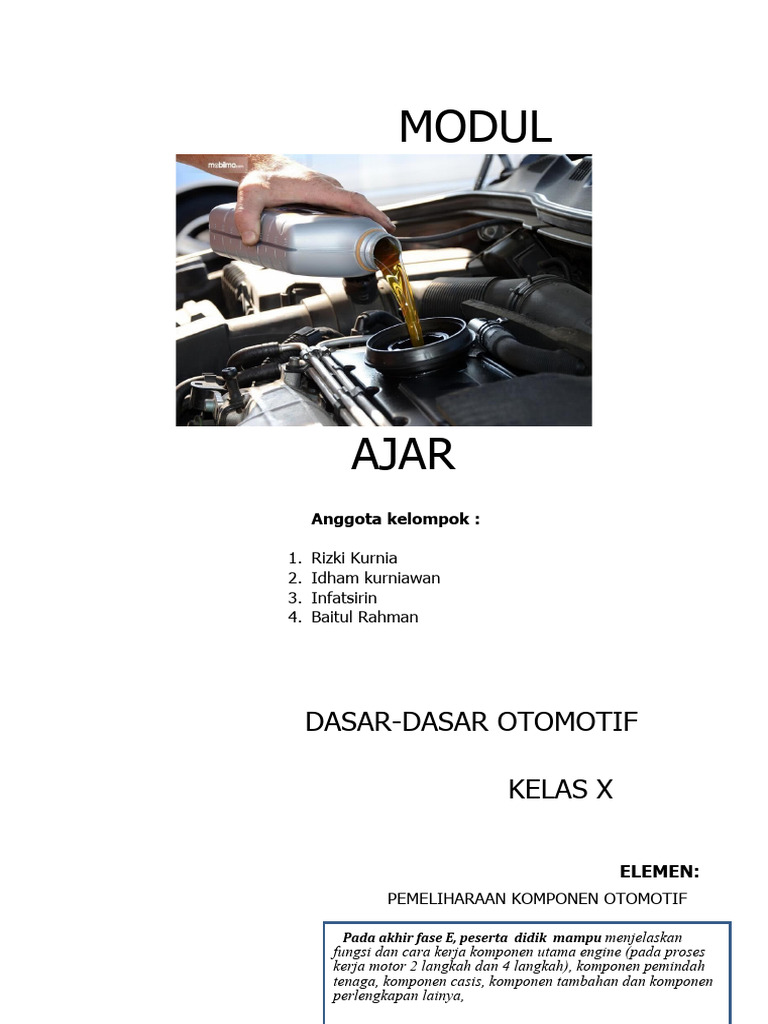 Modul Kelompok 3 (Pemeliharaan Komponen Otomotif) | PDF