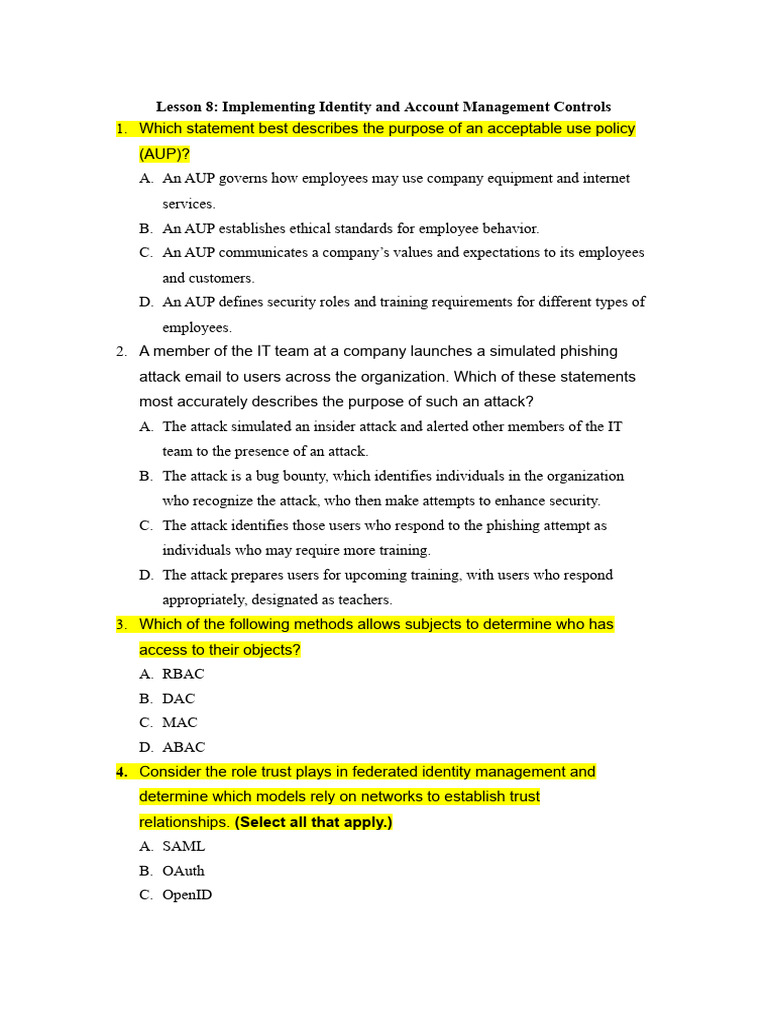 Lesson 8 Implementing Identity and Account Management Controls | PDF | Computer Access Control ...