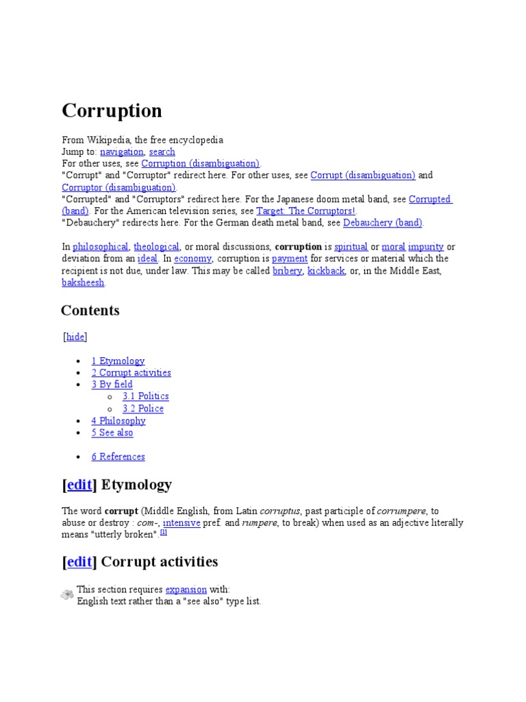 Corruption Essay | PDF | Corruption | Political Corruption