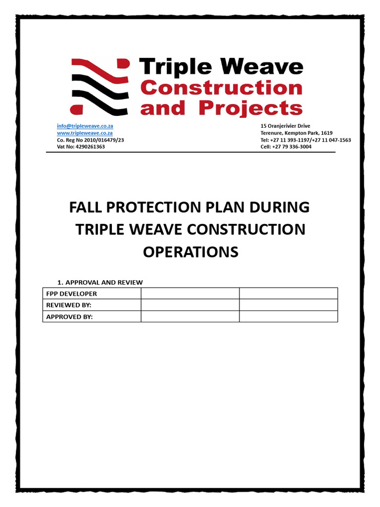 Fall Protection Plan | PDF | Scaffolding | Hazards