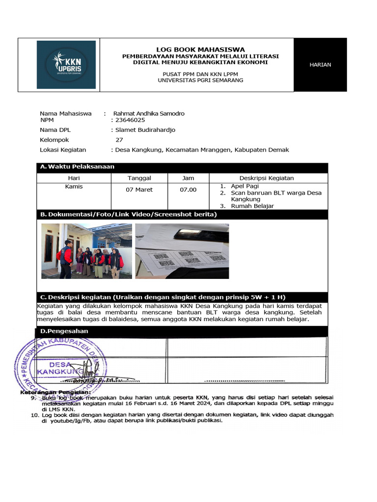 LogBook-KKN-MINGGU KE 4 | PDF | Seni | Sains & Matematika