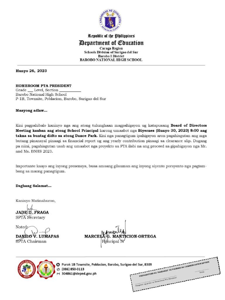 Communication Letter | PDF