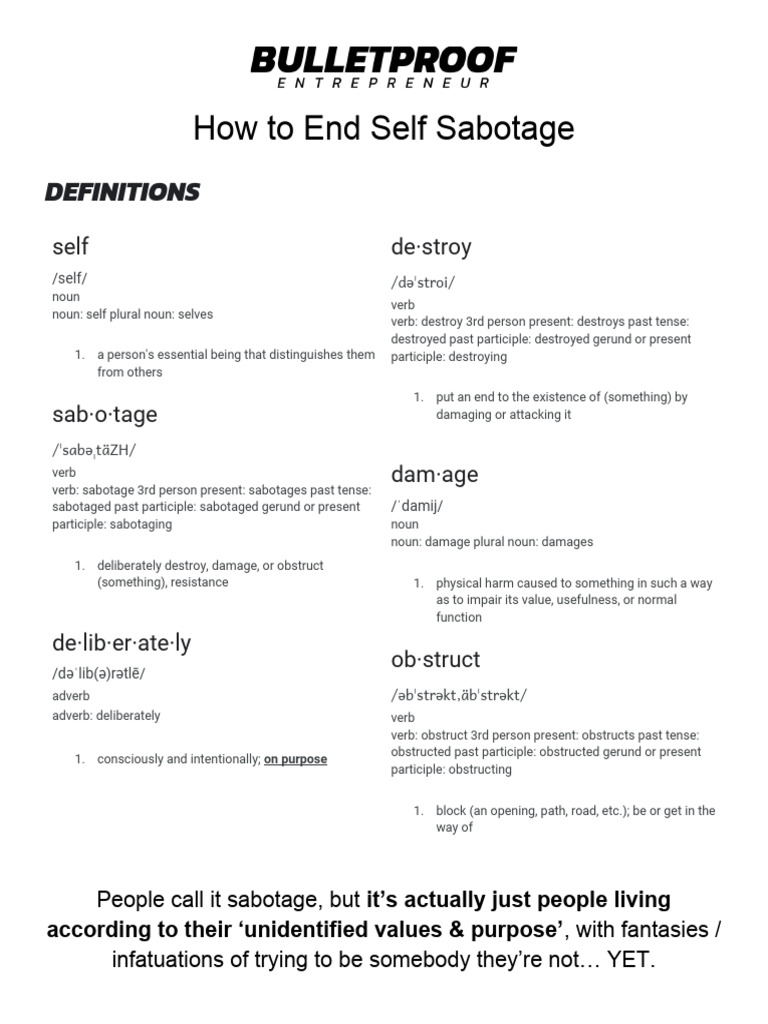13-How To End Self Sabotage | PDF | Verb | Reason