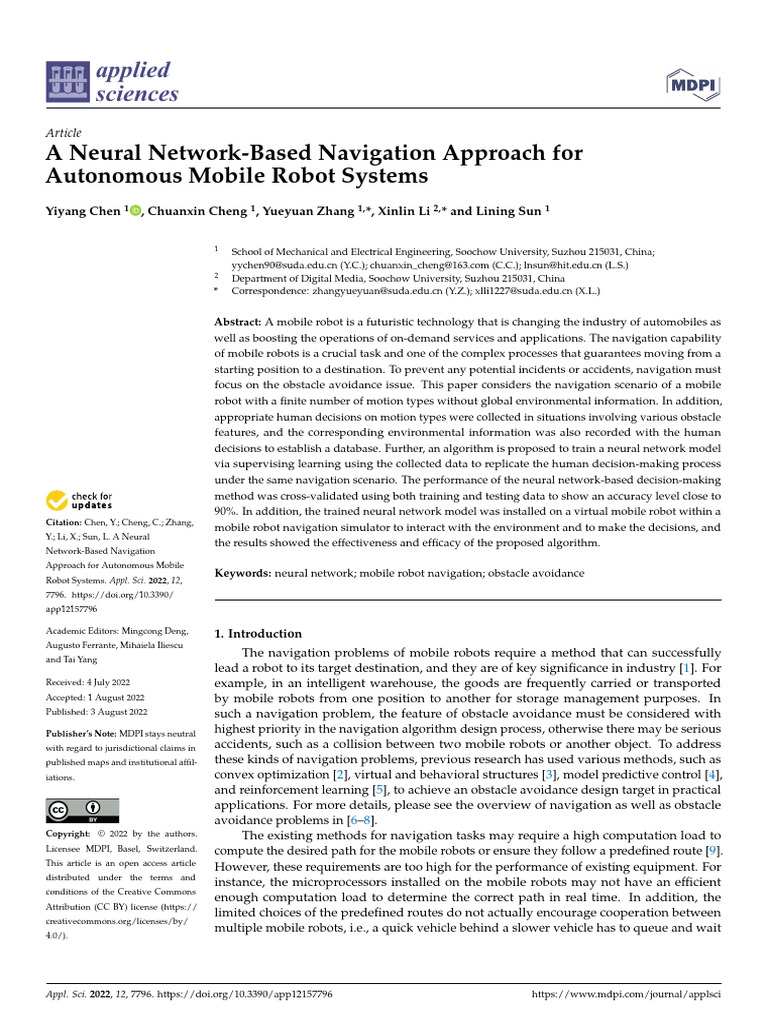 A Neural Network-Based Navigation Approach | Download Free PDF ...