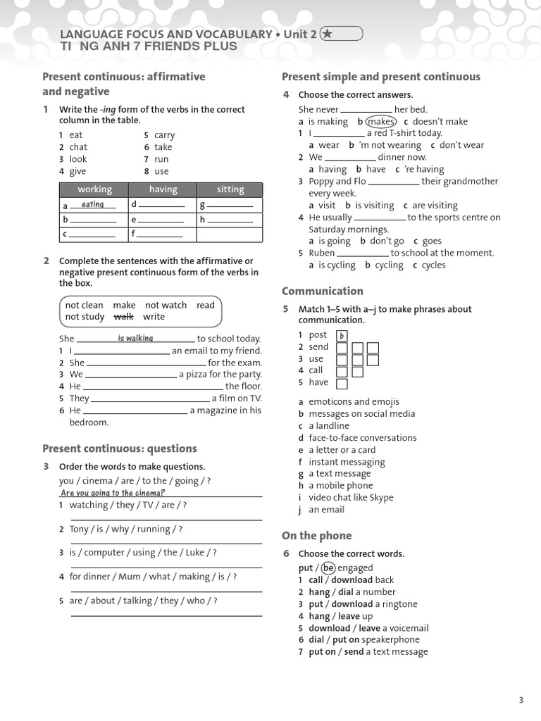 lớp 7 unit 2-đã gộp | PDF | Text Messaging