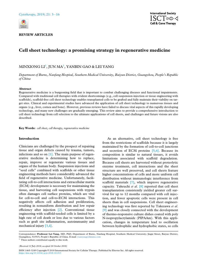 composition of cell sheet | PDF | Stem Cell | Tissue Engineering