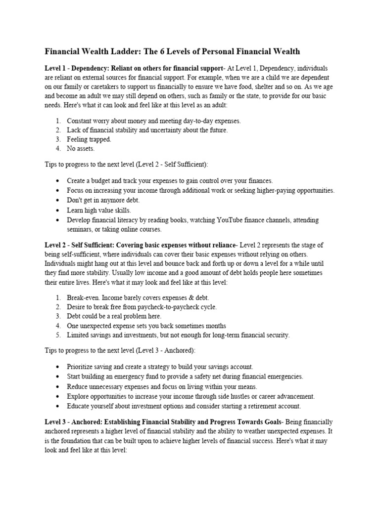 Financial Wealth Ladder: 6 Wealth Levels | PDF | Credit Card | Interest