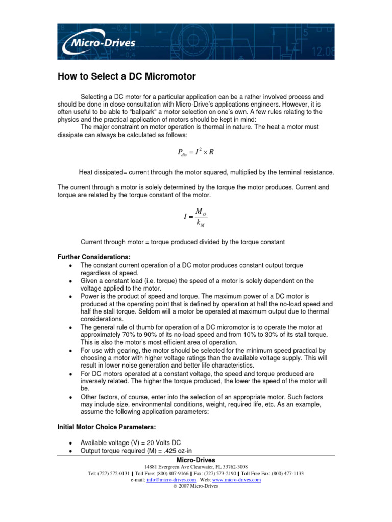 How To Select Motor | PDF | Electric Motor | Torque
