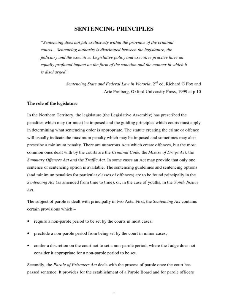 Sentencing Principles | PDF | Parole | Sentence (Law)