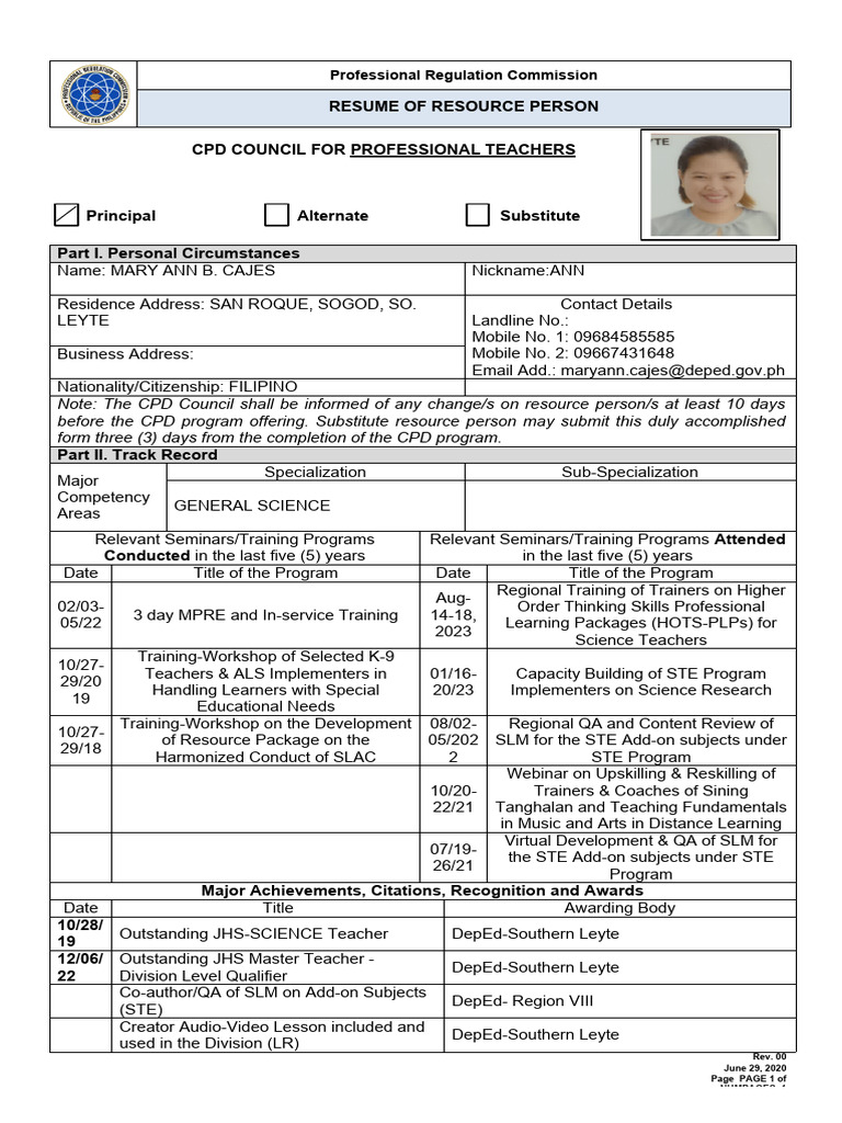 CajesM CV | PDF | Behavior Modification | Learning