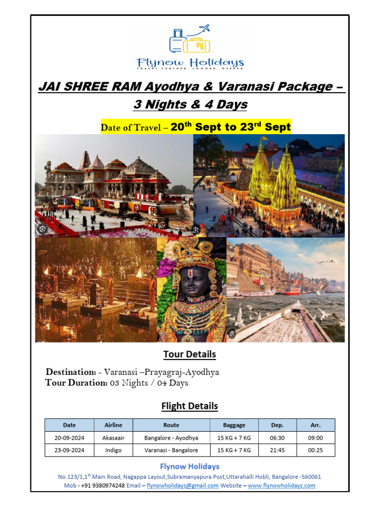Jai Shree Ram Ayodhya & Varanasi Package - 3N & 4D | PDF