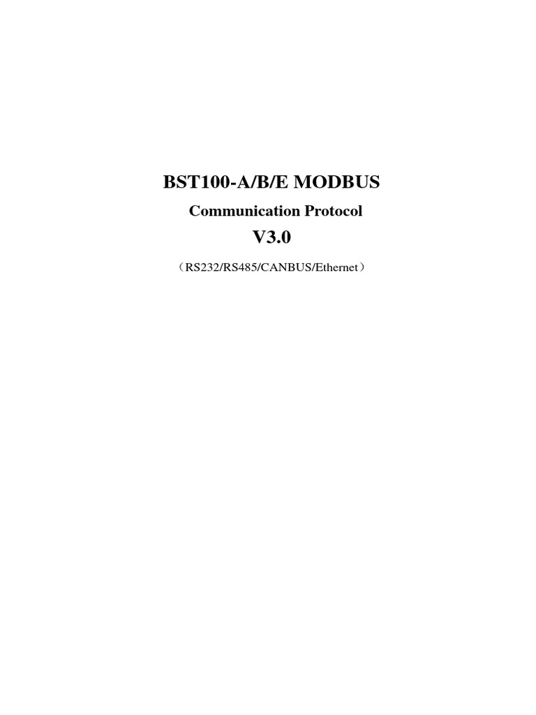 BST100-A[BE] MODBUS ASCII(RTU) communication protocol [V3.0]-A4 ...