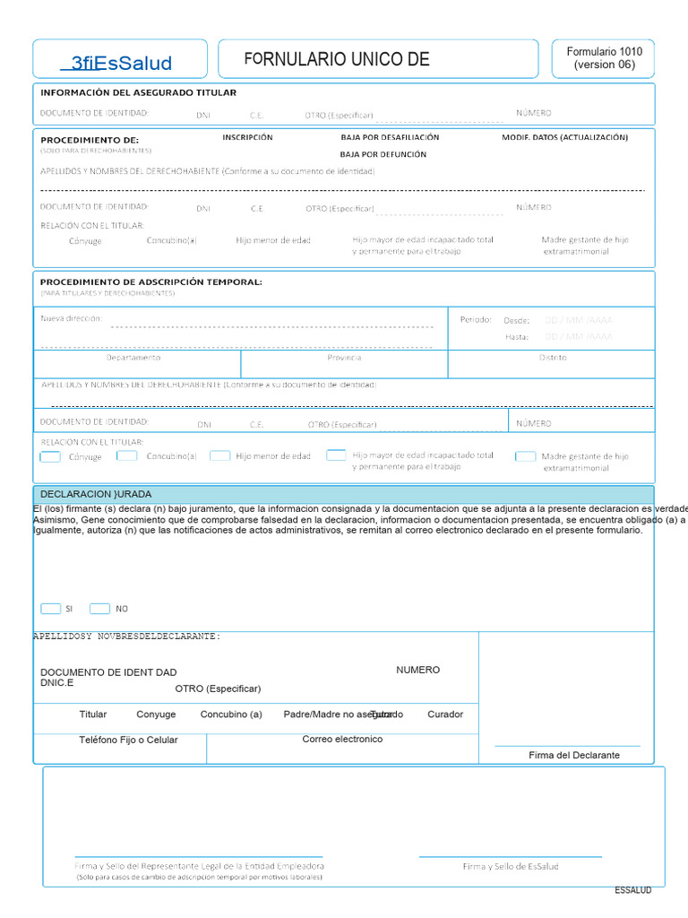 Formulario 1010 Essalud | PDF