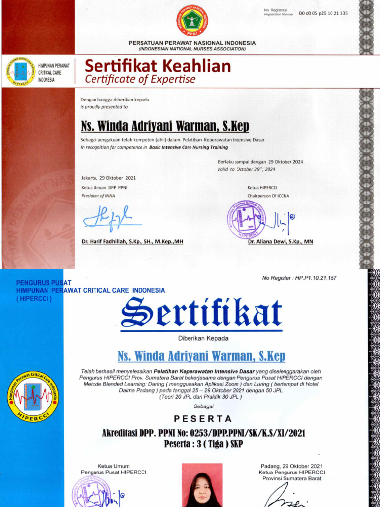 Sertifikat HCU Winda | PDF