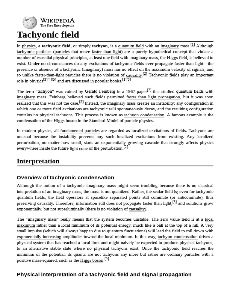 Tachyonic Field | PDF | Mass | Physical Sciences