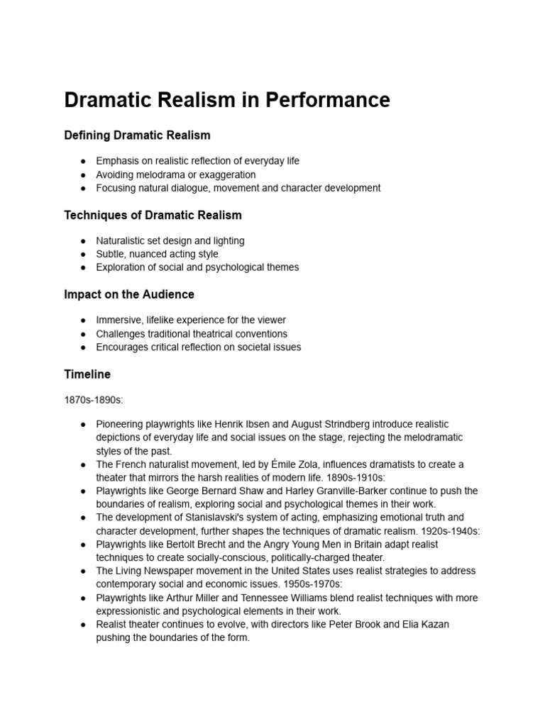 Dramatic Realism & Michelle's World | PDF | Realism (Arts)