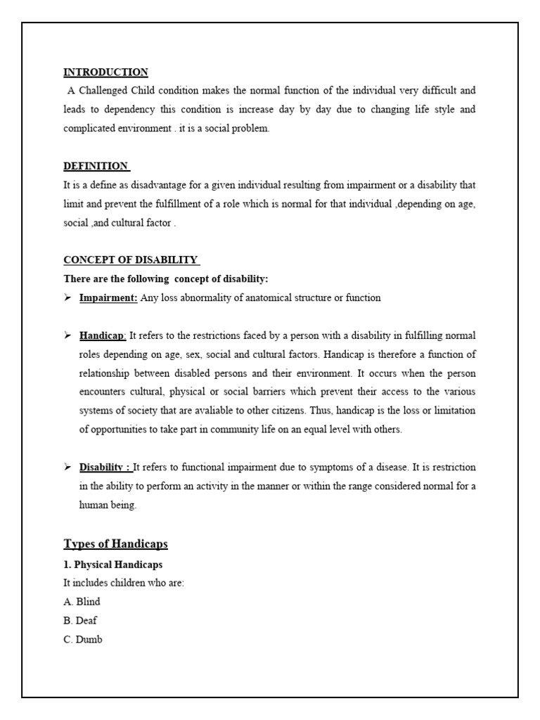 Challange Child Implication For Nursing | PDF | Cerebral Palsy ...