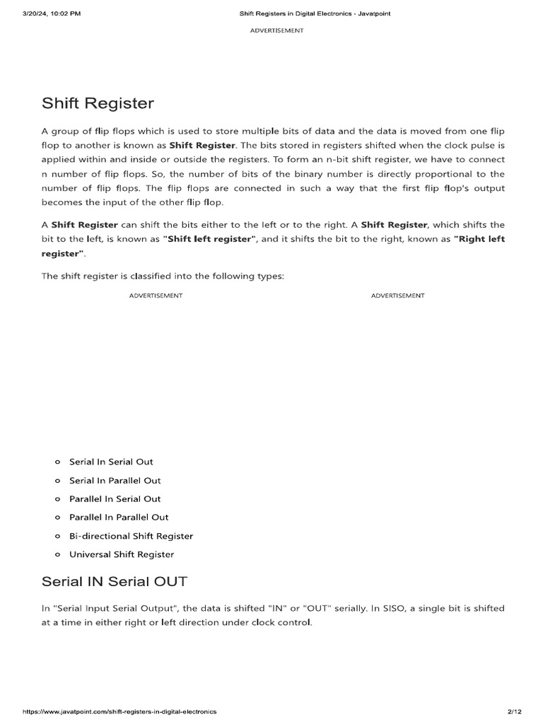 Shift Register | PDF