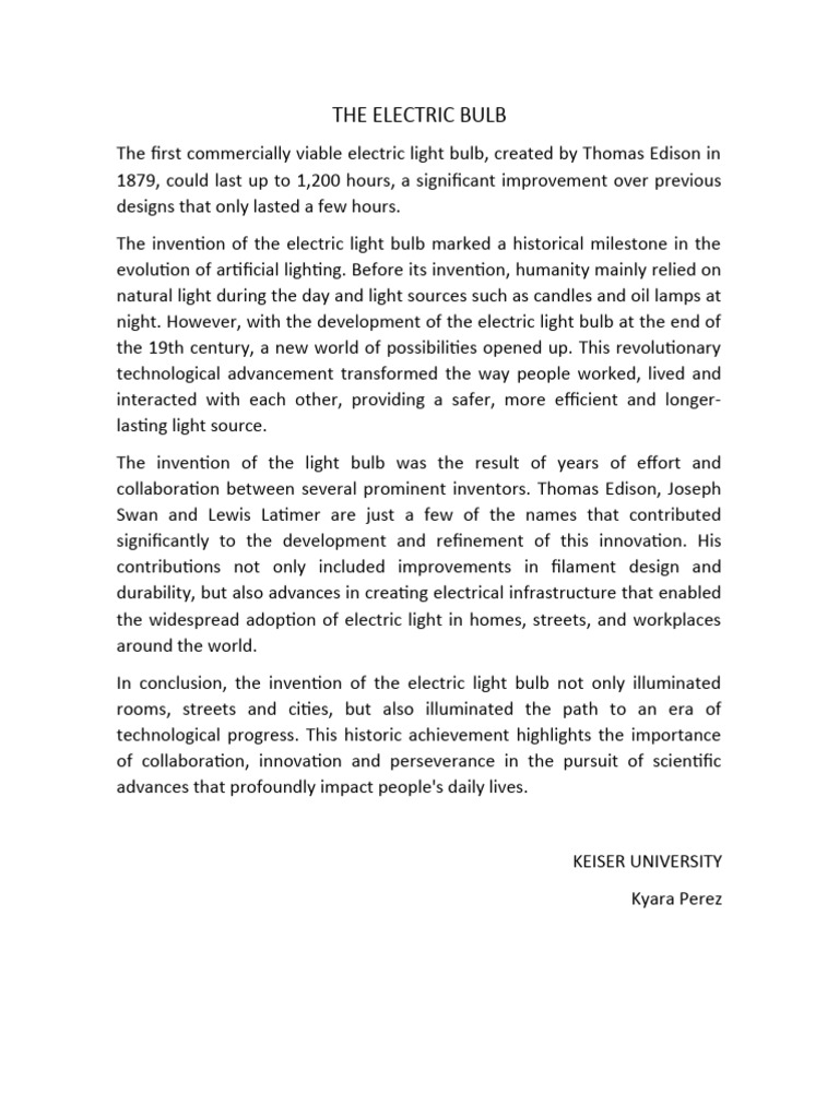 The Electric Bulb | PDF