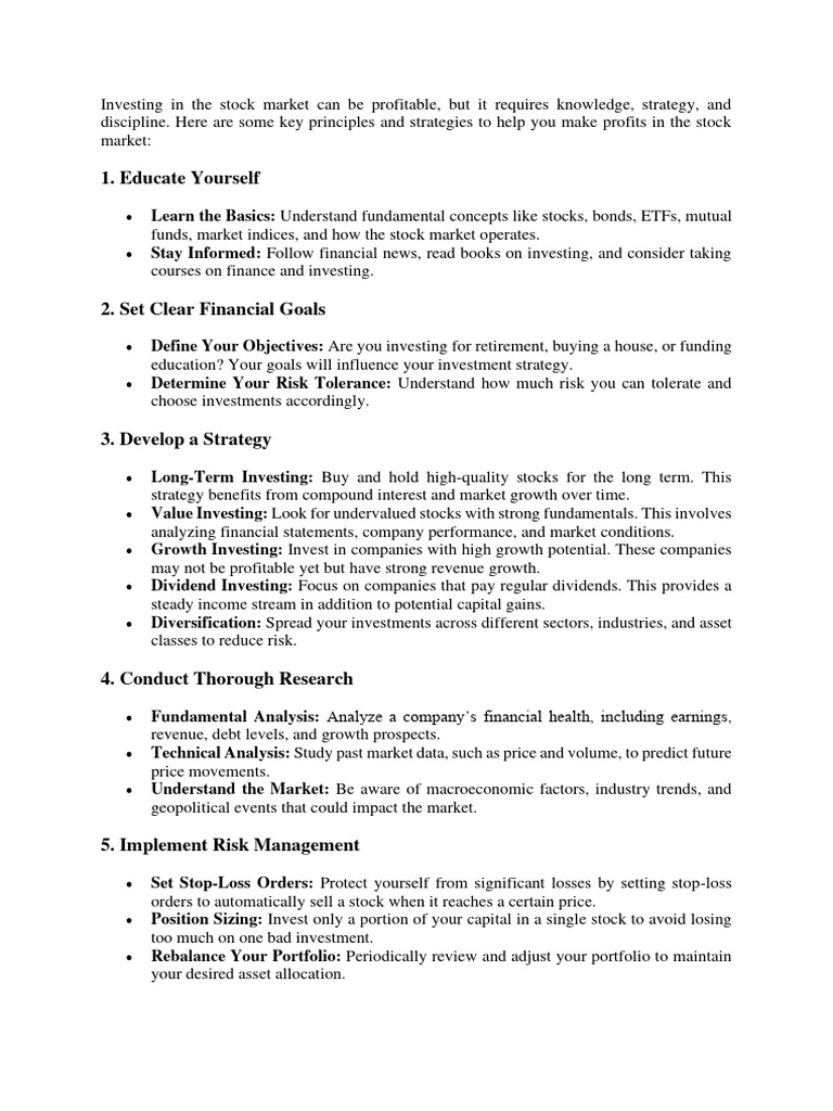 Investing 101 Pdf Investing Stocks