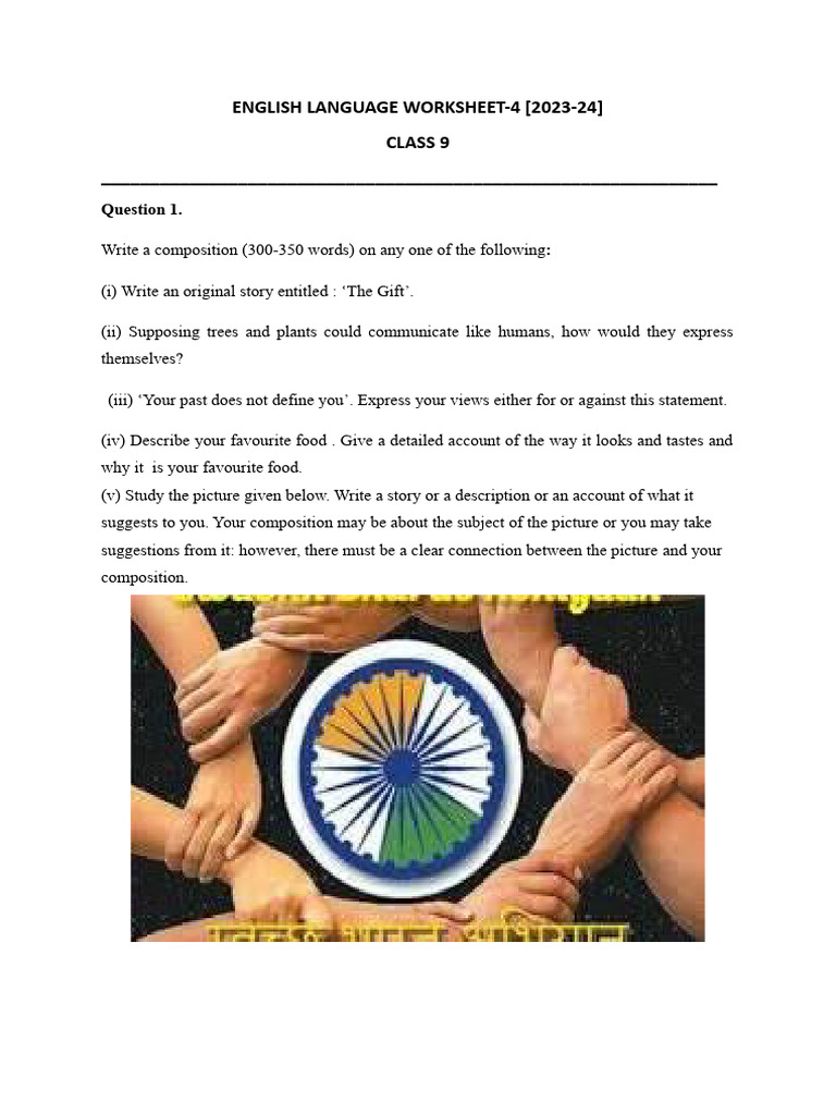 Class 9-English Language Worksheet-4 | PDF | Word