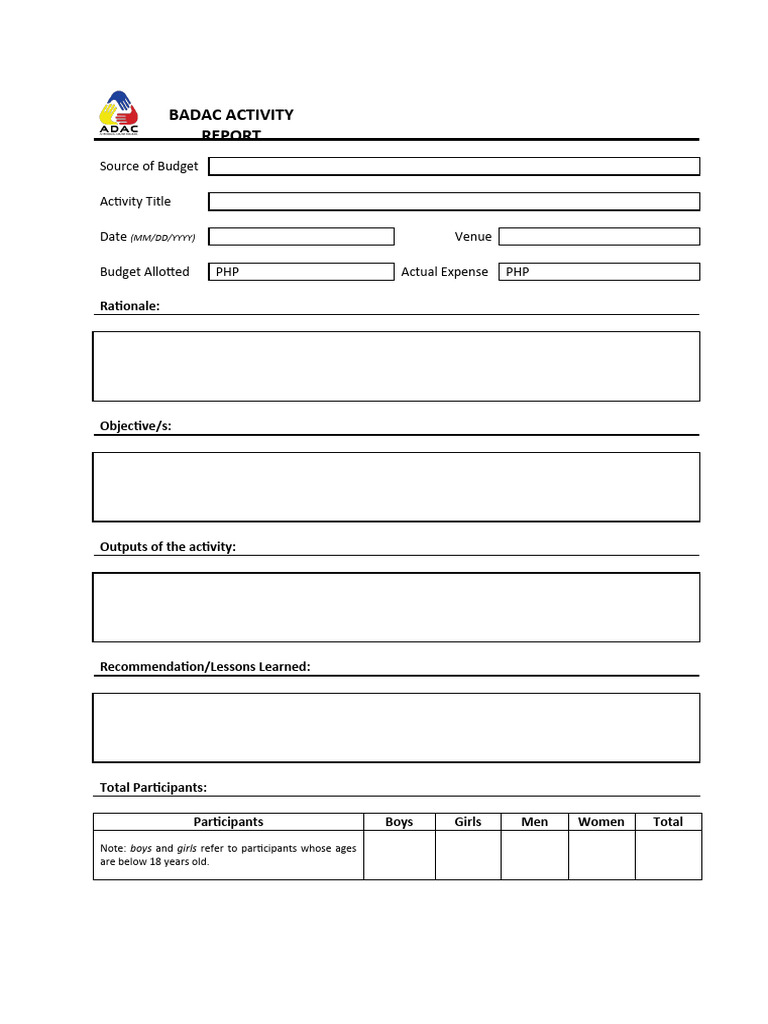 BADAC FORM - Activity Report | PDF | Business | Law