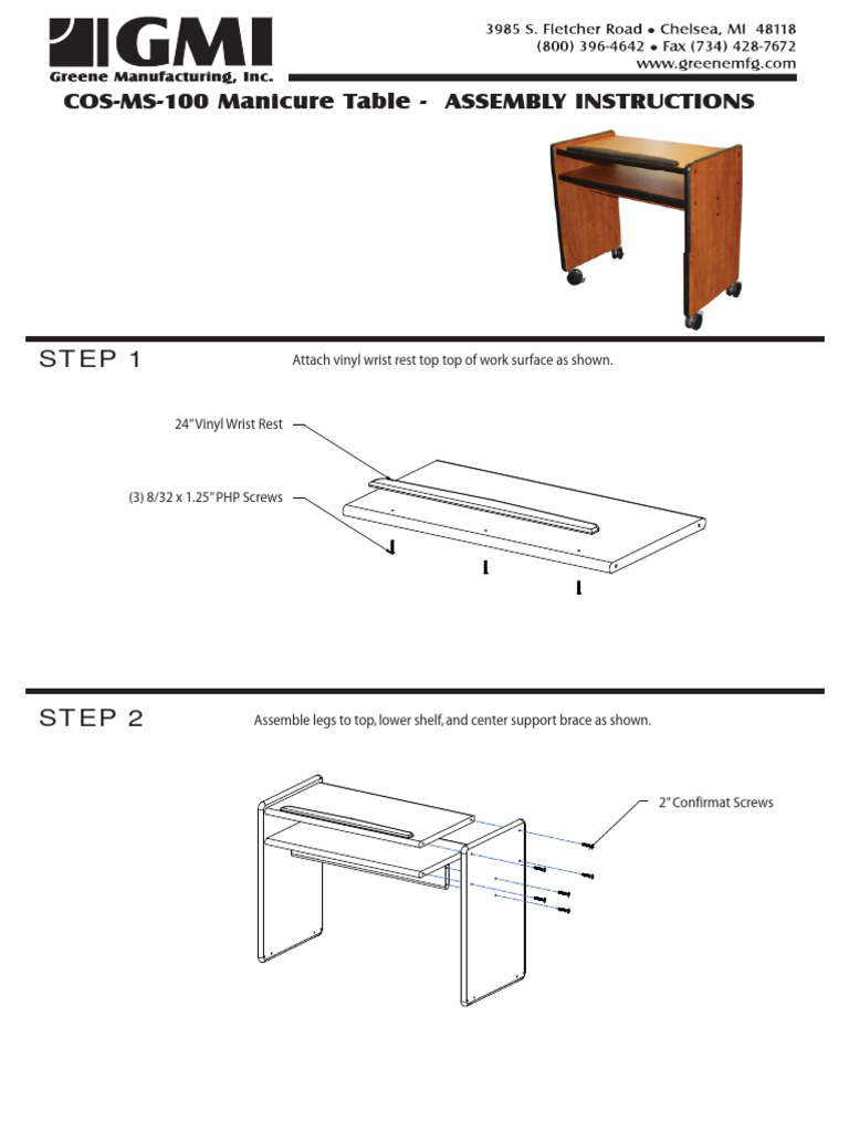 COS MS 100 Manicure Table | PDF | Home & Garden