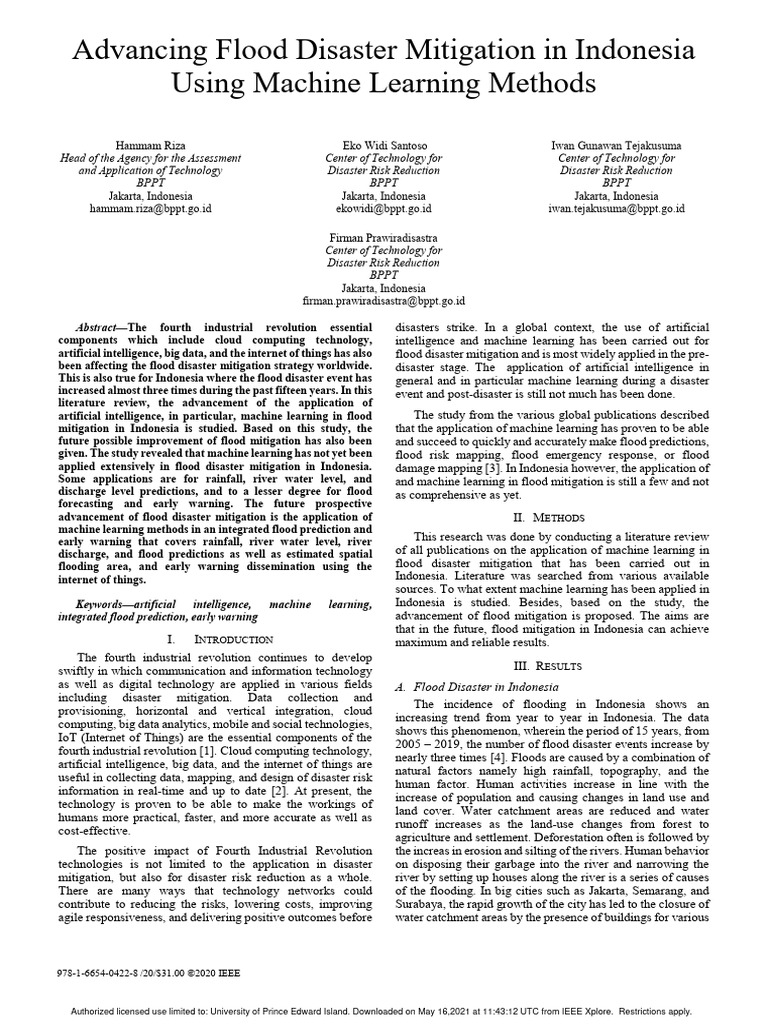 Machine Learning for Flood Mitigation in Indonesia | PDF | Flood ...