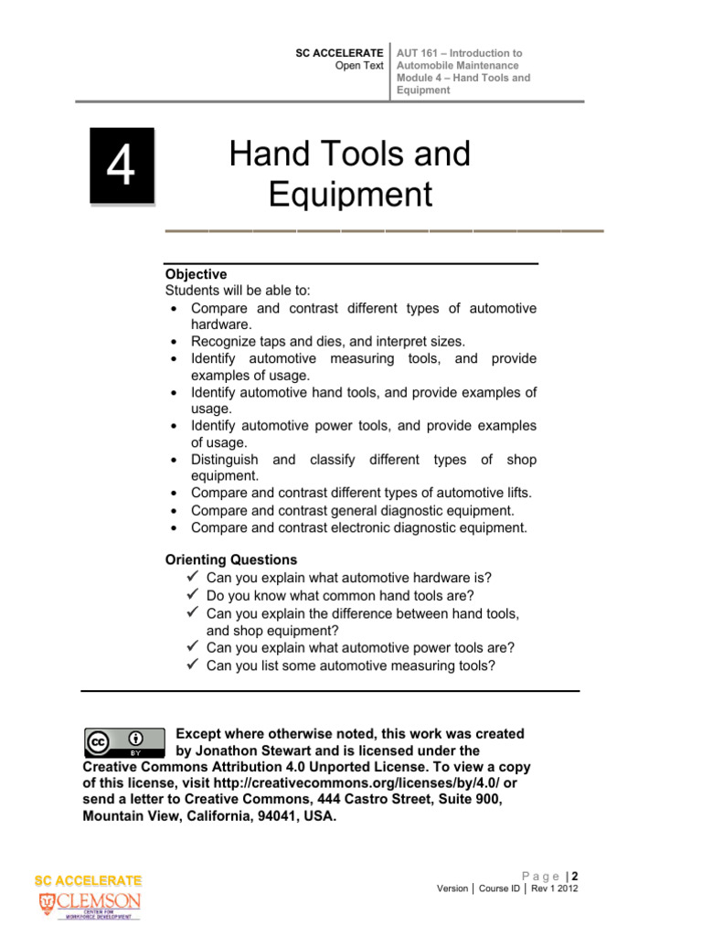 Hand Tools and Equipment - Module 4 | PDF | Screw
