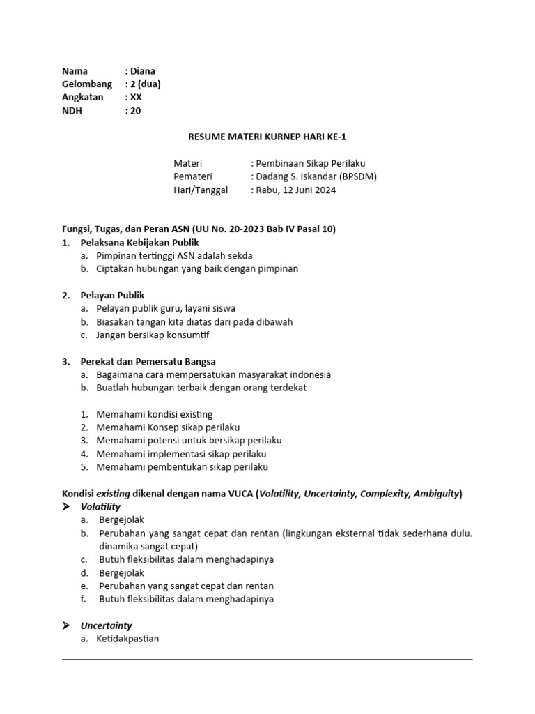 Resume Kurnep Pembinaan Sikap Perilaku | PDF