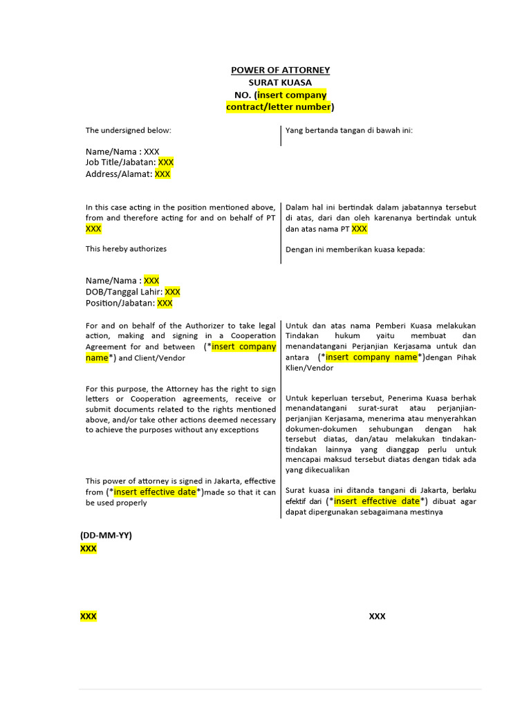Poa Template For Client | PDF