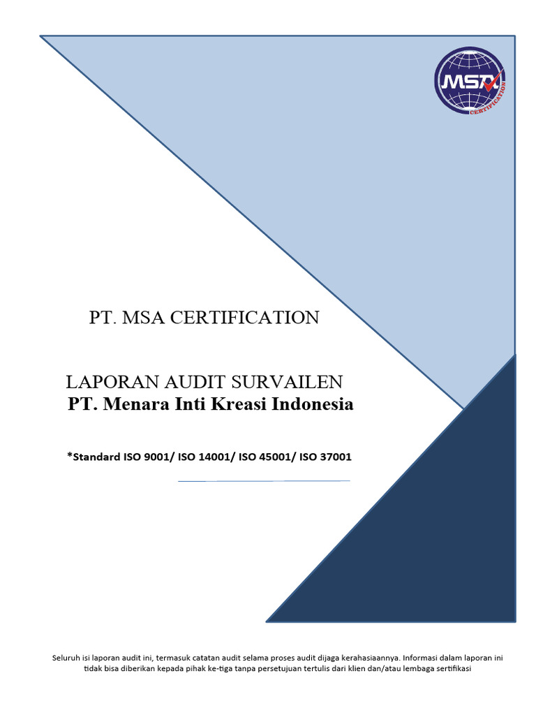 4075 (1-1) Form Laporan Audit Survailen SM_PT. Menara Inti Kreasi Indonesia | PDF