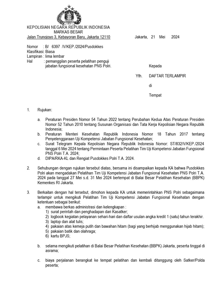 Surat Pemanggilan Ujikom Ta. 2024 | PDF