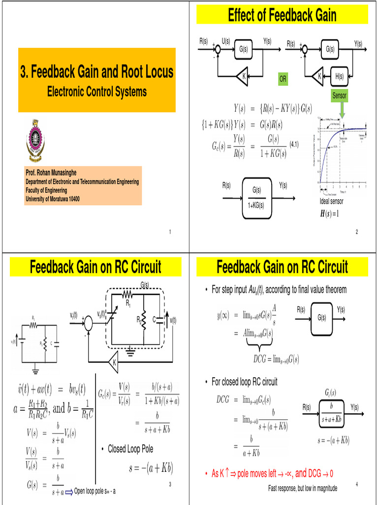 3 Feedback Gain and Root Locus | PDF | Mechanics | Electronic Circuits