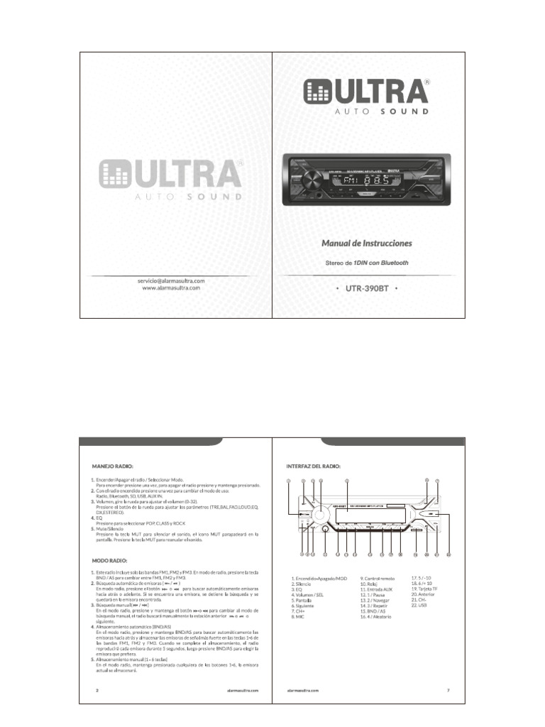 Manual UTR 390BT Baja | PDF
