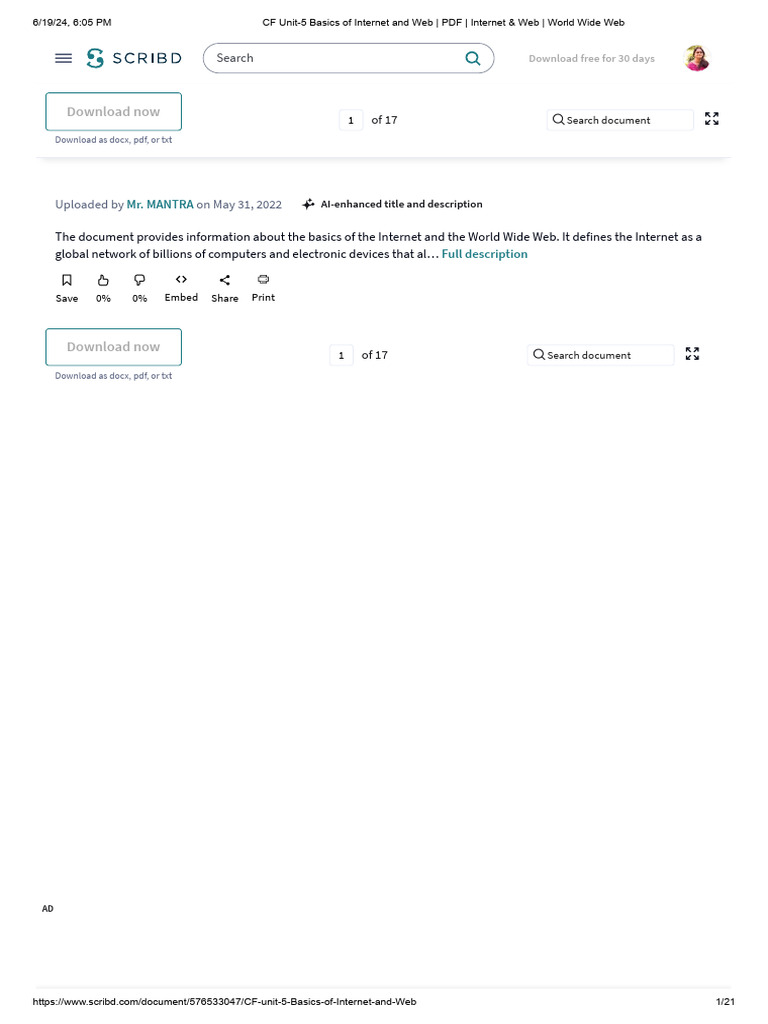 CF Unit-5 Basics of Internet and Web - PDF - Internet & Web - World Wide Web | PDF | World Wide ...