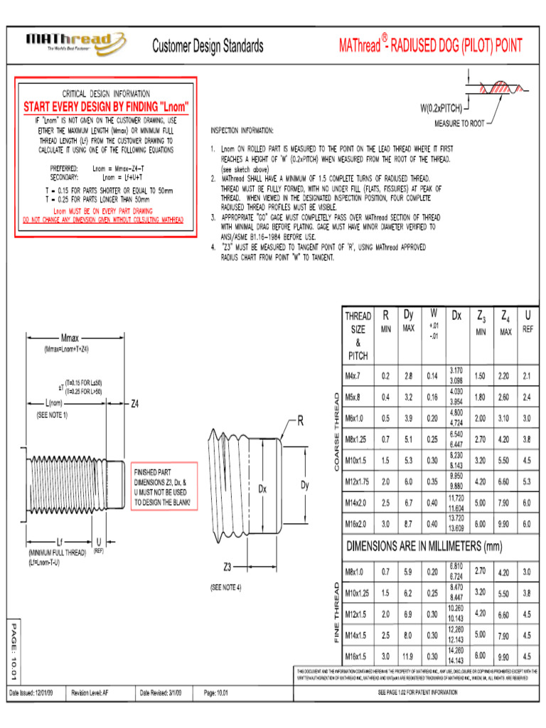 MAThread Dog Point Metric Coarse | PDF