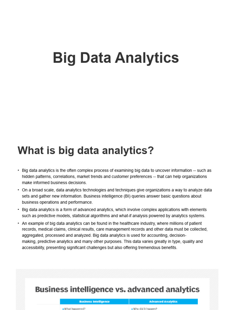 Big Data Analytics 1 | PDF | Analytics | Big Data