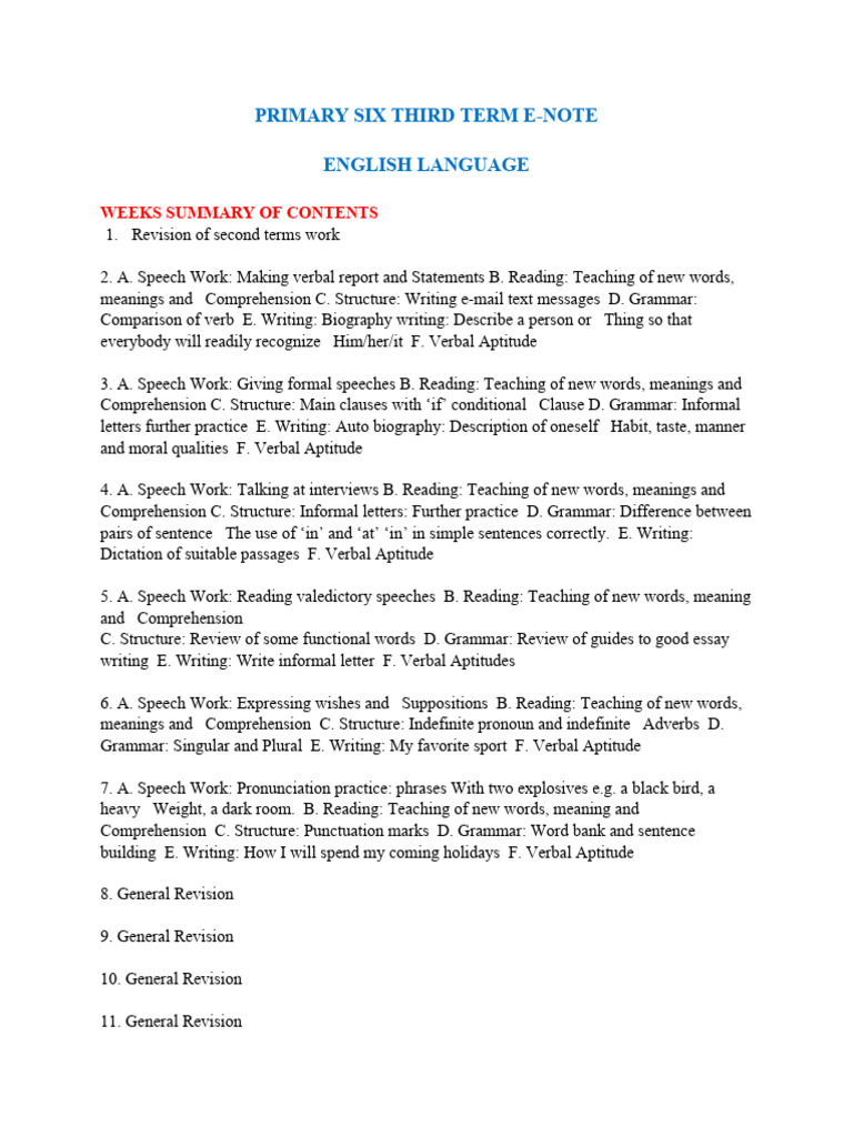 Pry 6 English 3rd Term | Download Free PDF | Verb | English Grammar